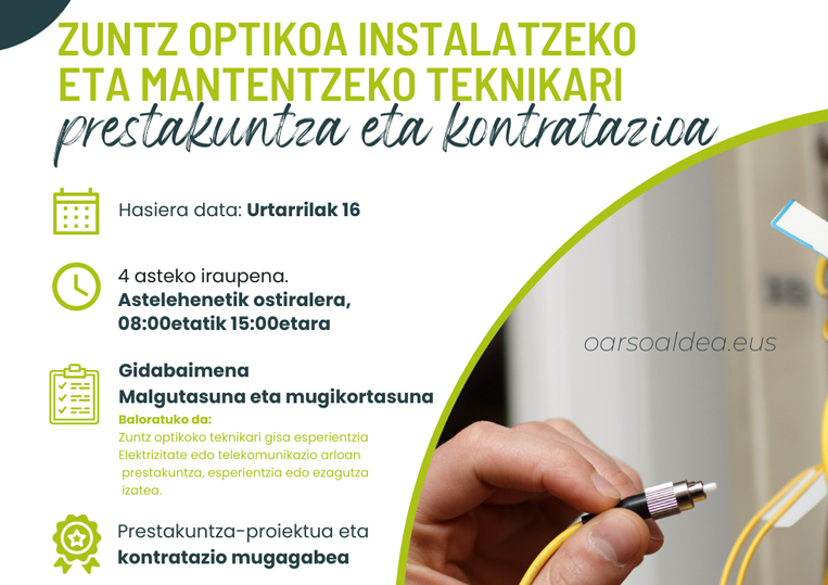ZUNTZ OPTIKOA INSTALATZEKO ETA MANTENTZEKO TEKNIKARI GISA PRESTATU ETA ...